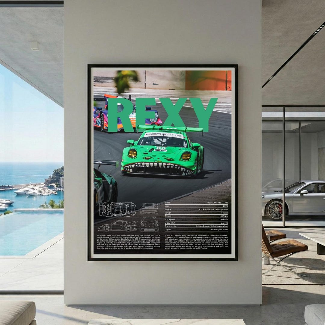 Porsche 911 GT3 R “rexy” Poster | IMSA 2023 Racing Wall Art | Digital ...