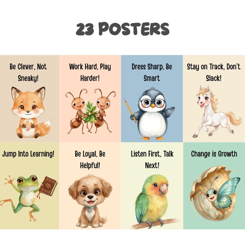 Animal Crew Classroom Rules Posters – Printable Teacher Decor – Cute ...