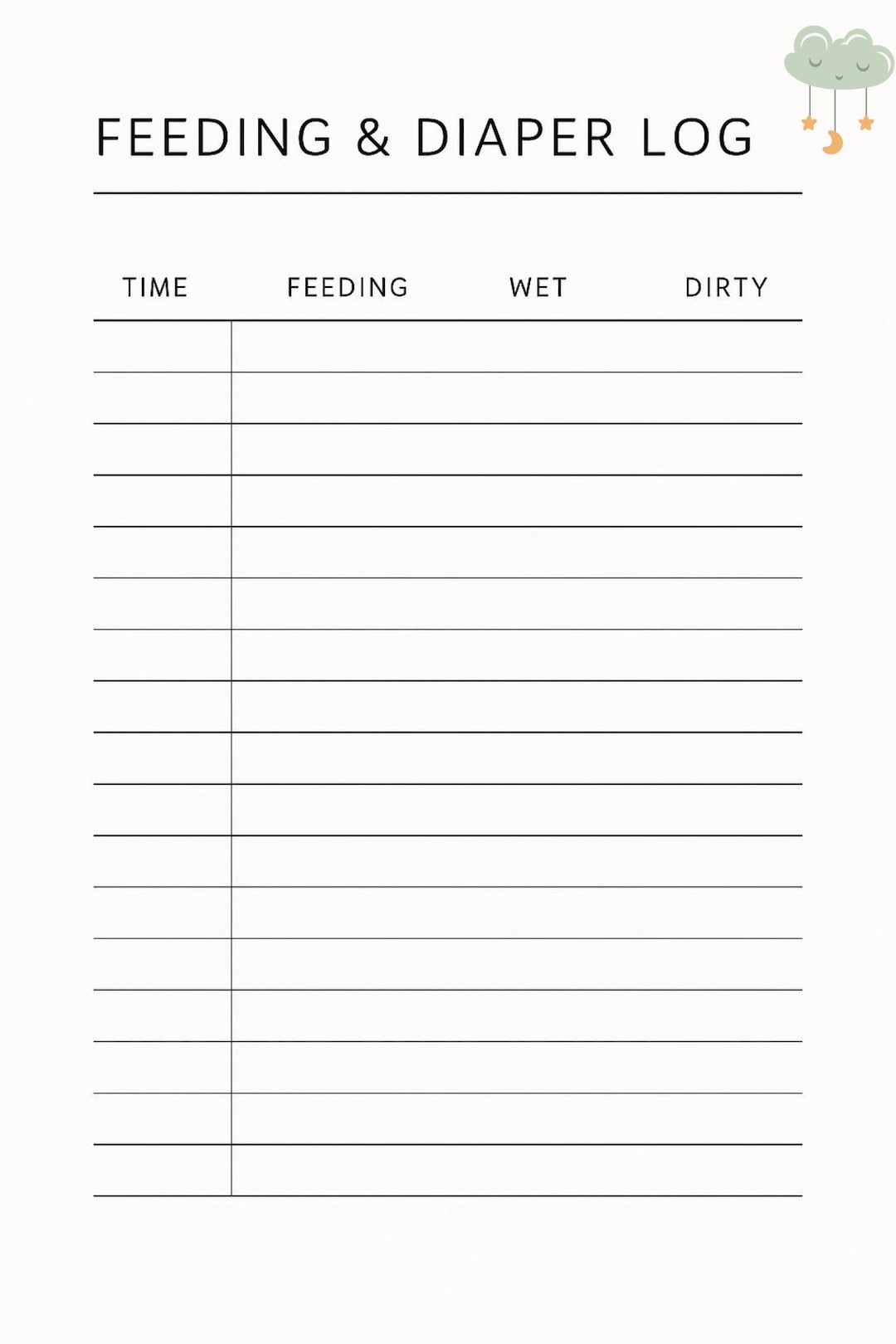Minimalist Baby Feeding & Diaper Tracker Printable – Newborn Daily Log ...