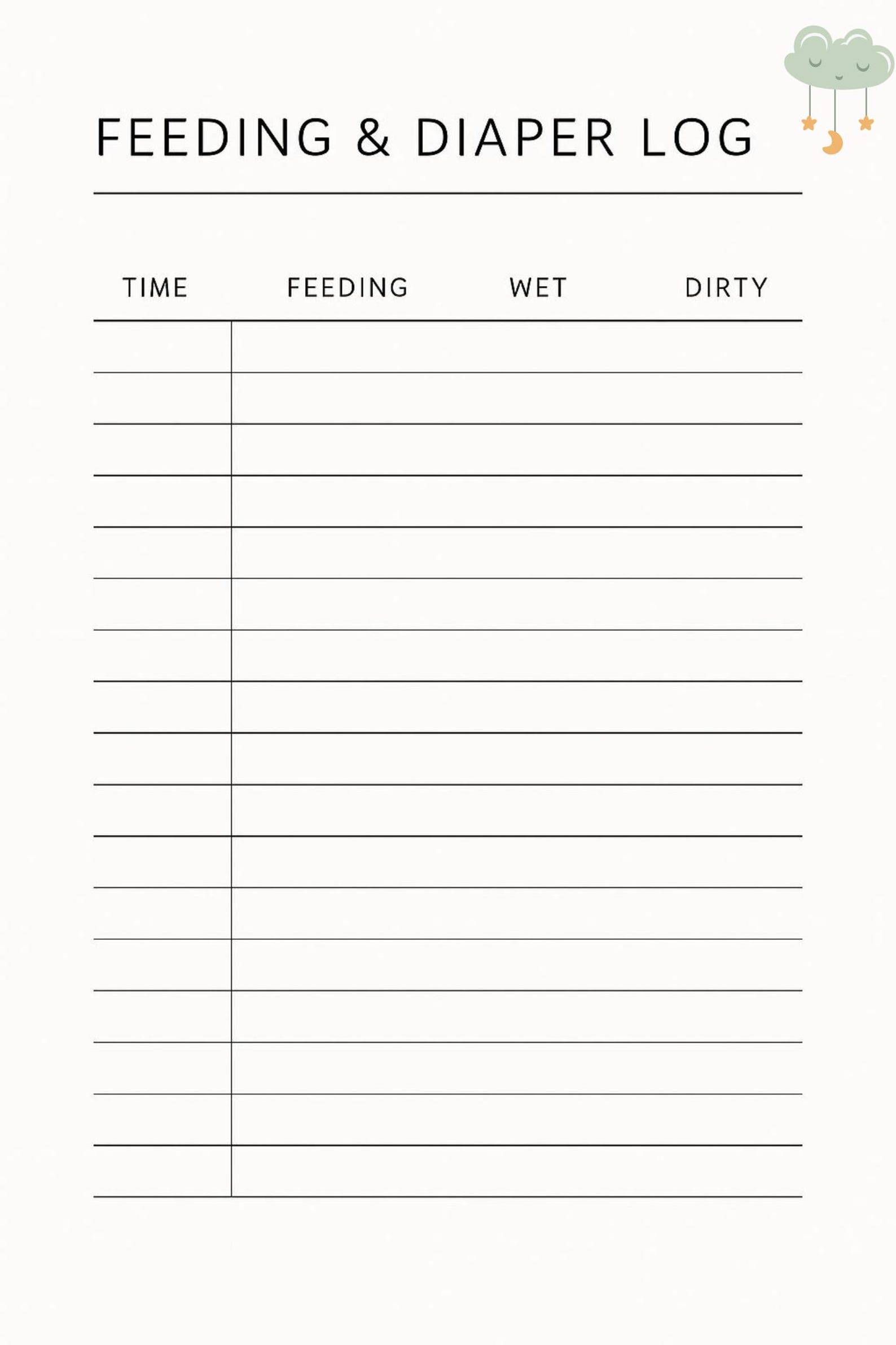 Minimalist Baby Feeding & Diaper Tracker Printable – Newborn Daily Log ...