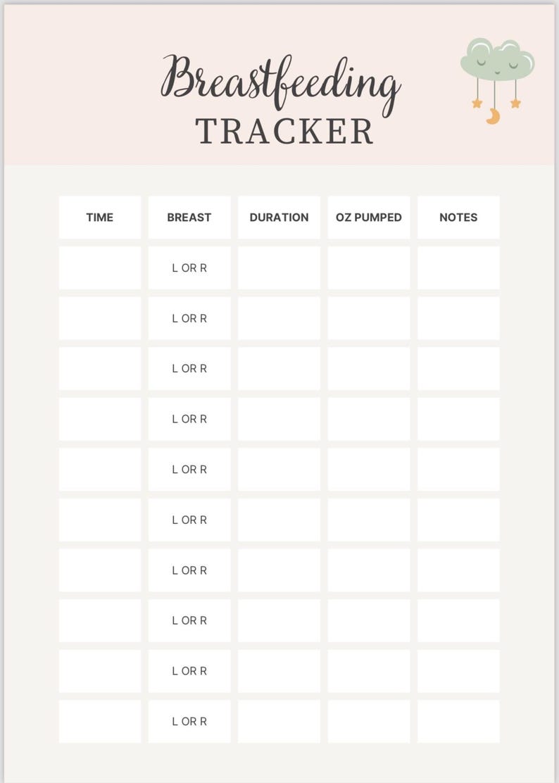 Minimalist Breast Feeding Schedule Tracker Printable | Daily Log for ...