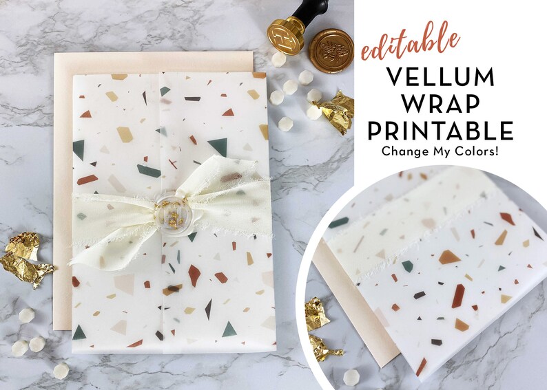 Terrazzo Editable Vellum Wrap Printable Template for 5x7 - Etsy