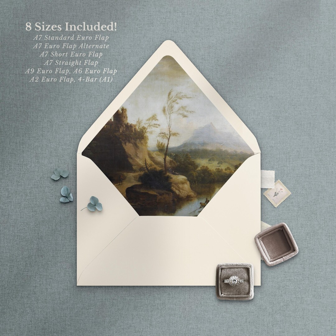 Moody Landscape Envelope Liner Template: Wedding Invitation (digital ...