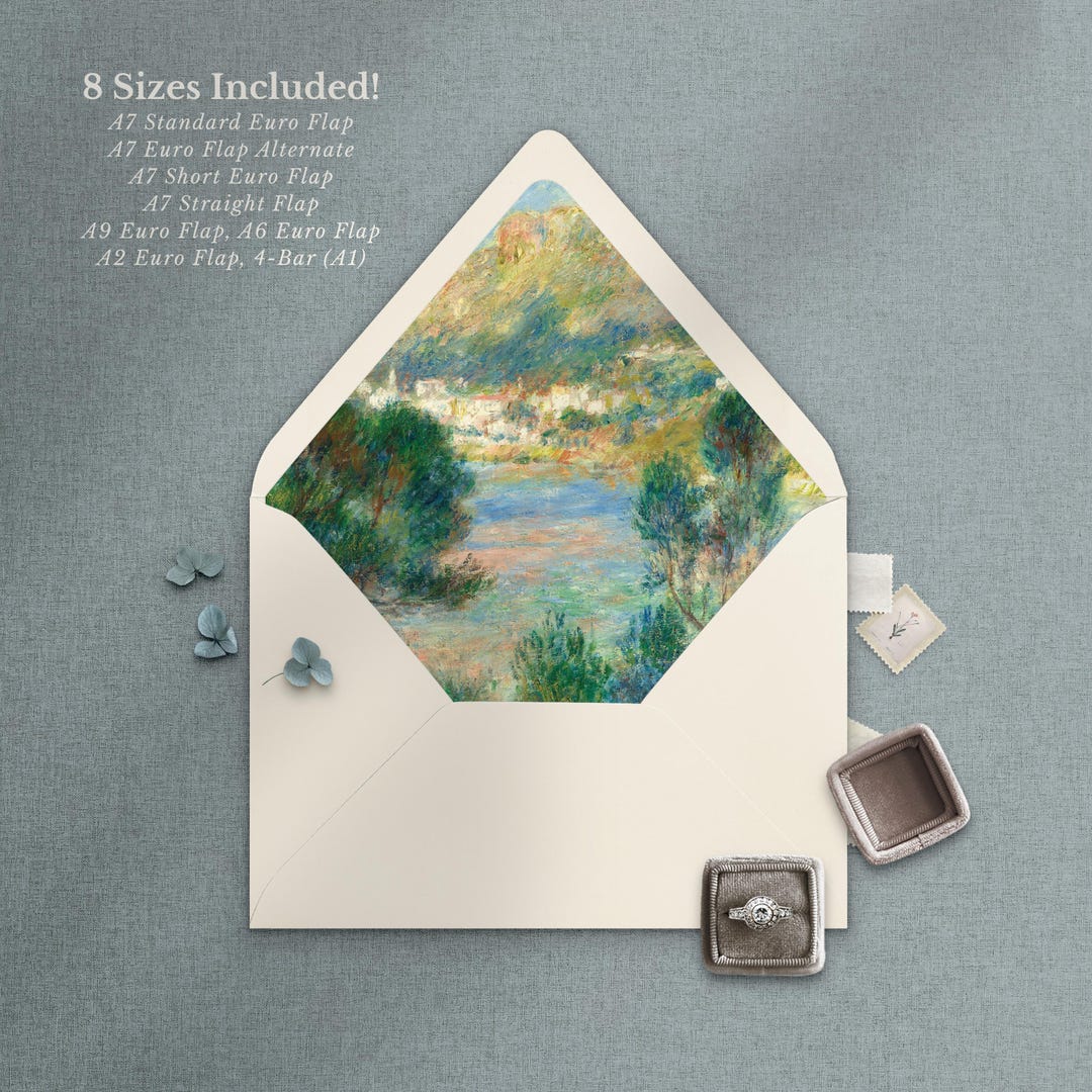 Oil Painting Landscape Envelope Liner Template: Wedding Invitation ...