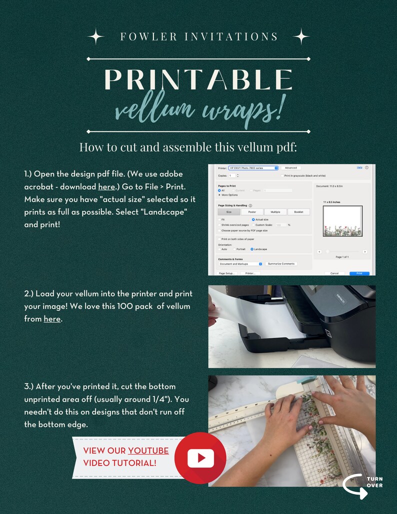 Editable Vellum Wrap Printable Template for 5x7 Wedding - Etsy