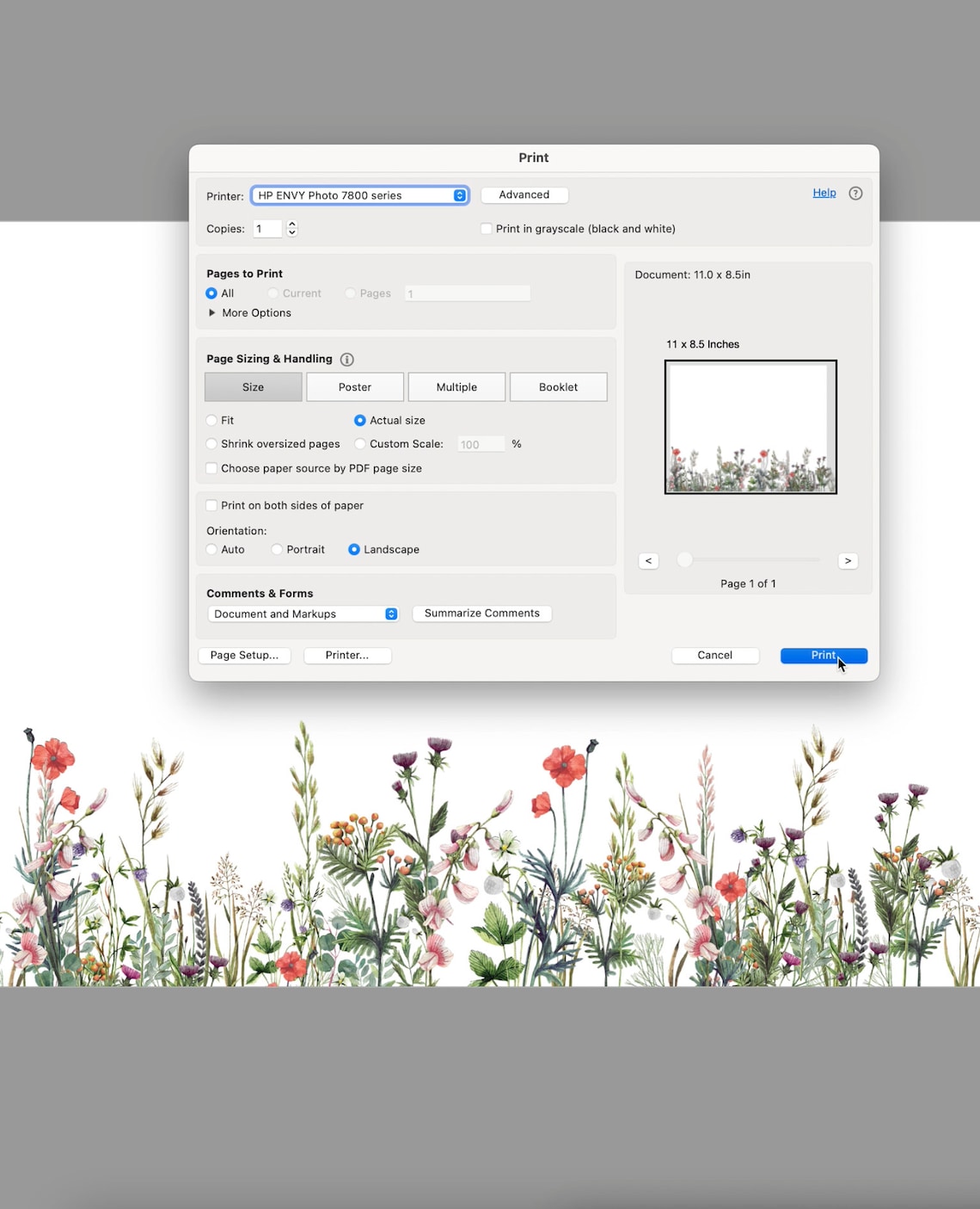 Printable Wedding Vellum Wrap Wildflowers & Herbs Theme - Etsy
