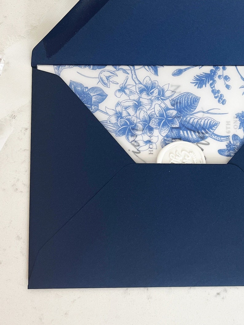 Printable Wedding Vellum Wrap Classic Blue Toile DIY 5x7 - Etsy