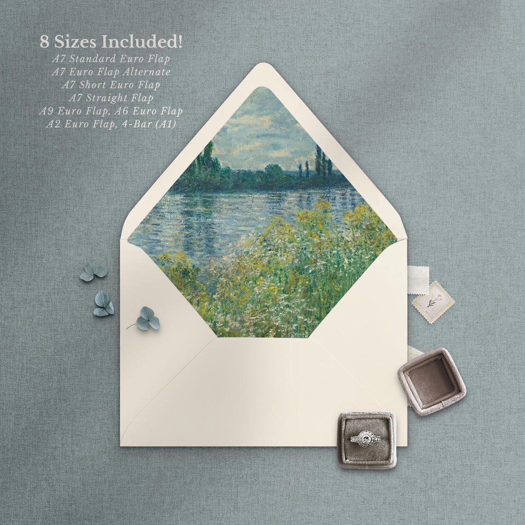 Monet River Painting Envelope Liner Template: 8 Sizes (digital Download ...