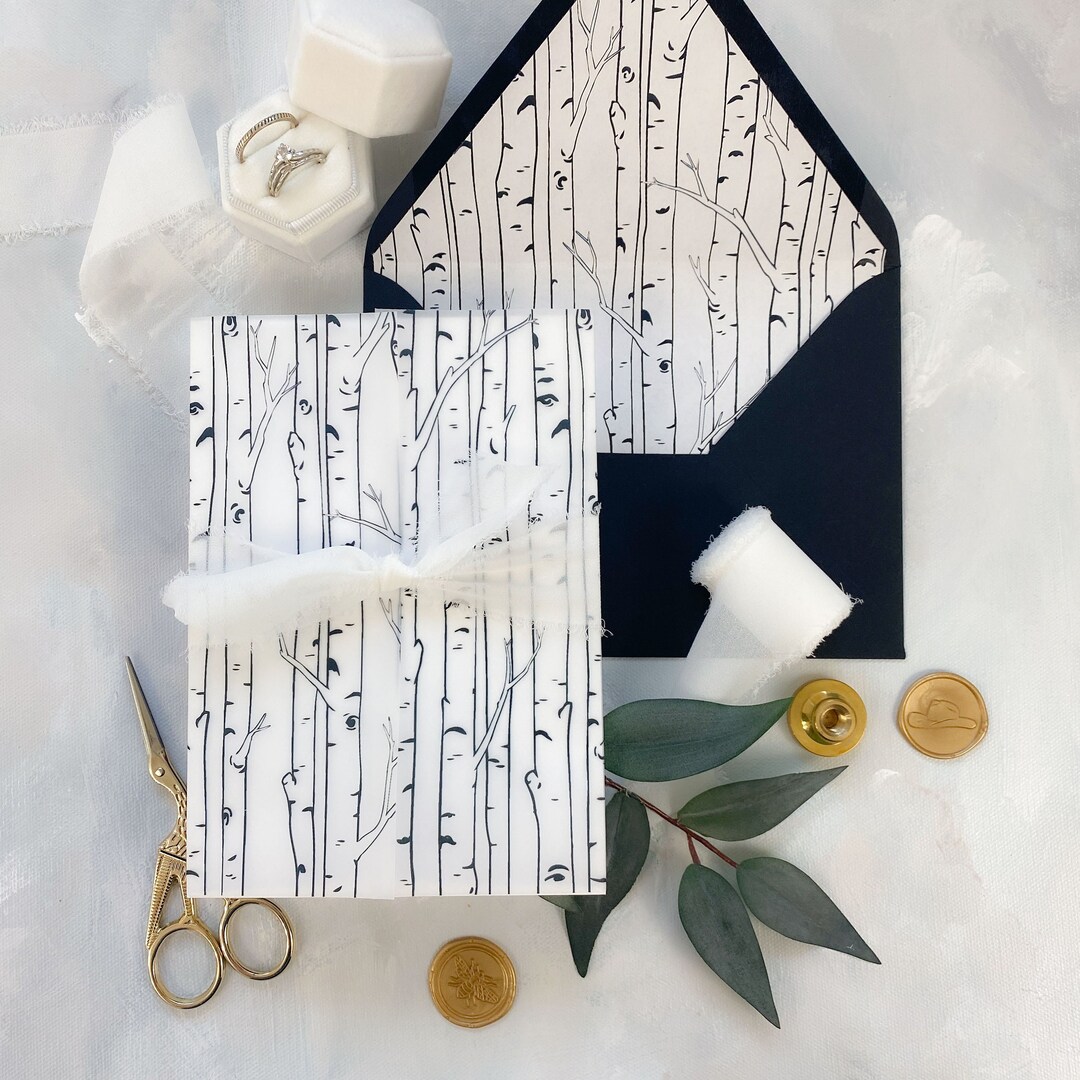 Printable Birch Tree Vellum Wrap AND Matching Birch Tree Envelope Liner ...