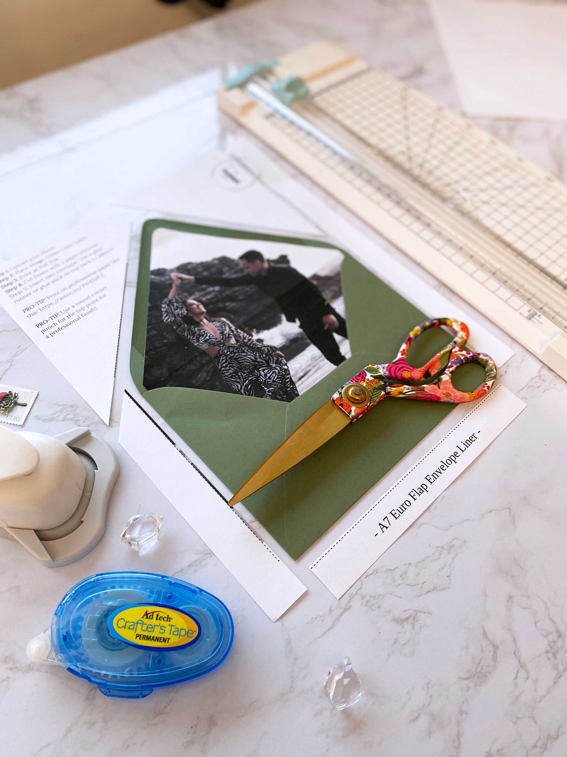 Editable Photo Envelope Liner Printable Template, Engagement Photo A7 ...