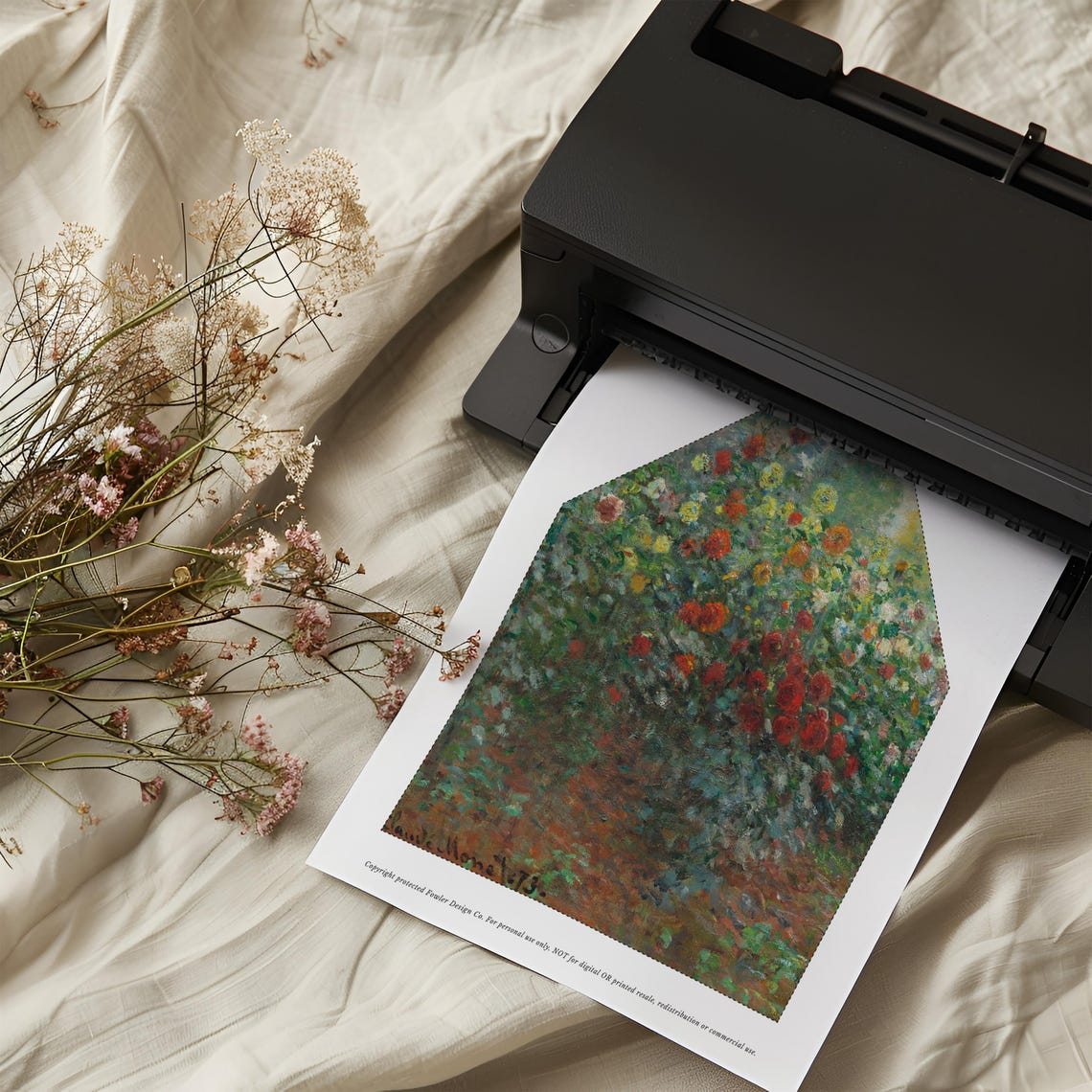 Monet Garden Envelope Liner Template: Wedding Invitation, 8 Sizes ...