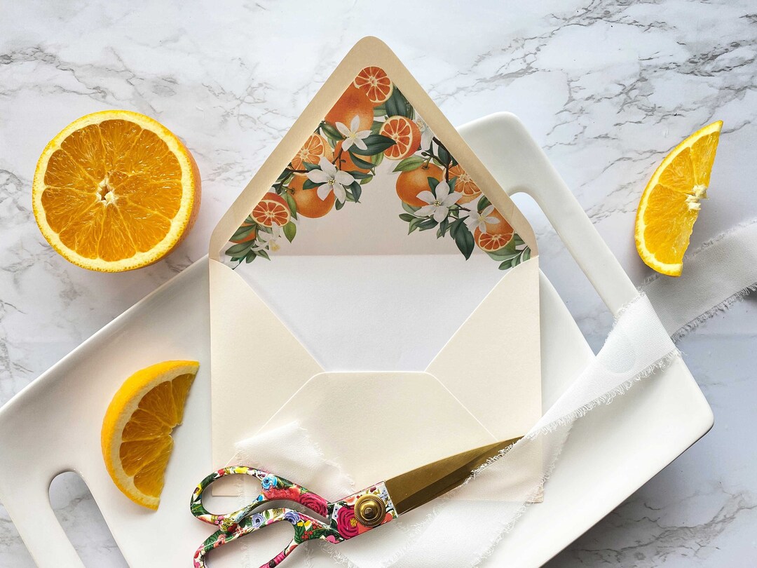 Printable Citrus A7 Envelope Liner - Oranges and Citrus Theme Border ...