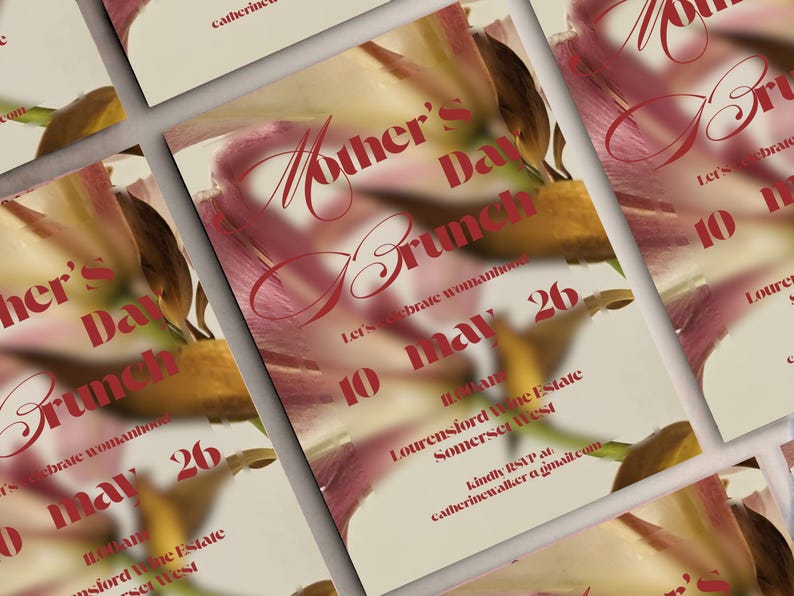 Floral Blur Mother's Day Brunch Invitation Template Bundle | Editable ...