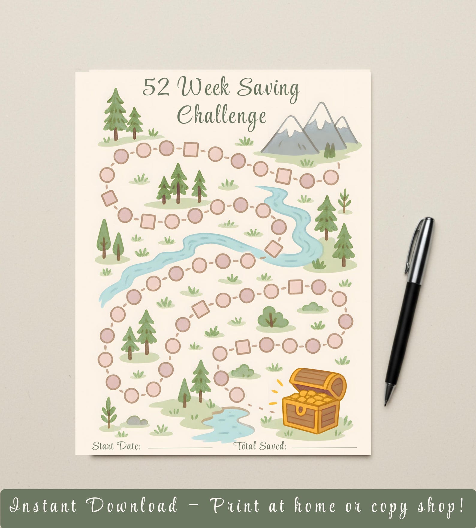 52 Week Saving Challenge Printable | 2026 Savings Challenge | Save 1378 ...