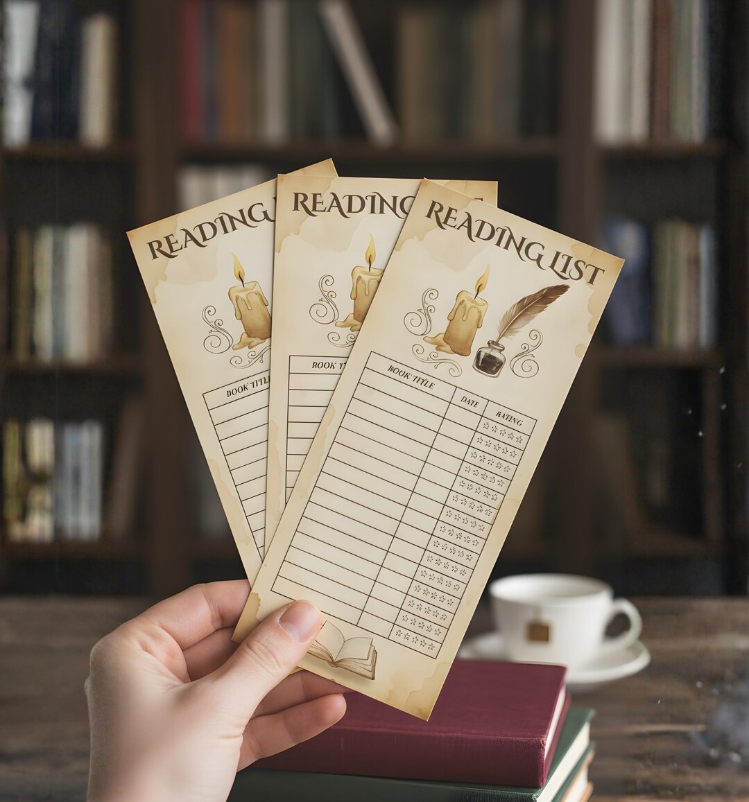 Vintage Reading List Bookmark Tracker • Printable Book Journal (digital ...