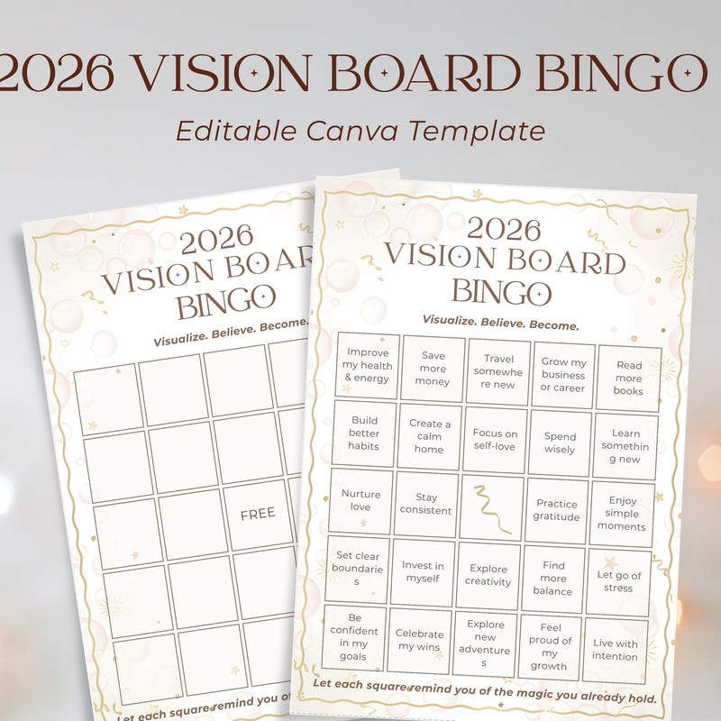 Bingo Card Template 2026 - Etsy