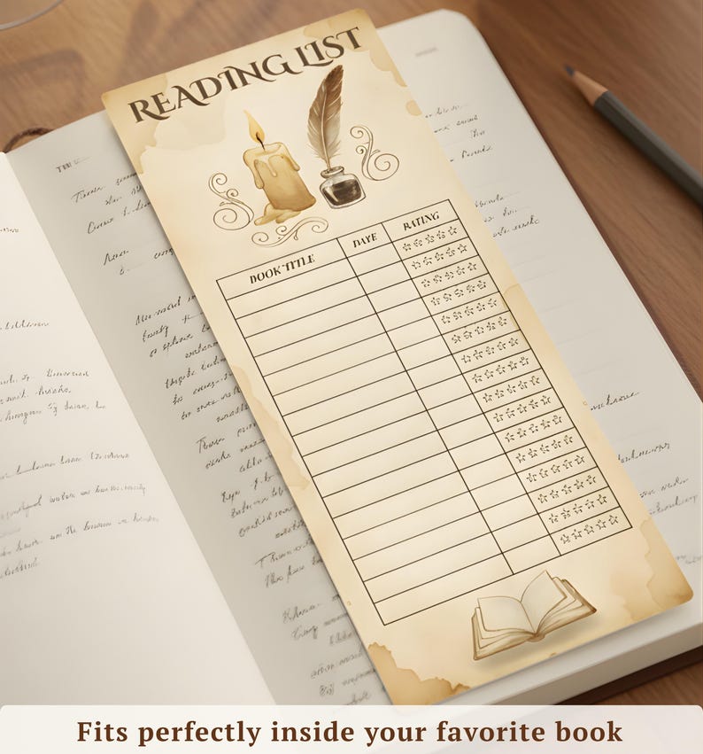 Vintage Reading List Bookmark Tracker • Printable Book Journal (digital ...