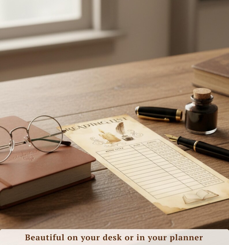 Vintage Reading List Bookmark Tracker • Printable Book Journal (digital ...