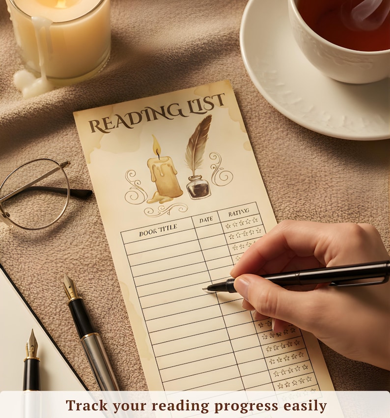 Vintage Reading List Bookmark Tracker • Printable Book Journal (digital ...