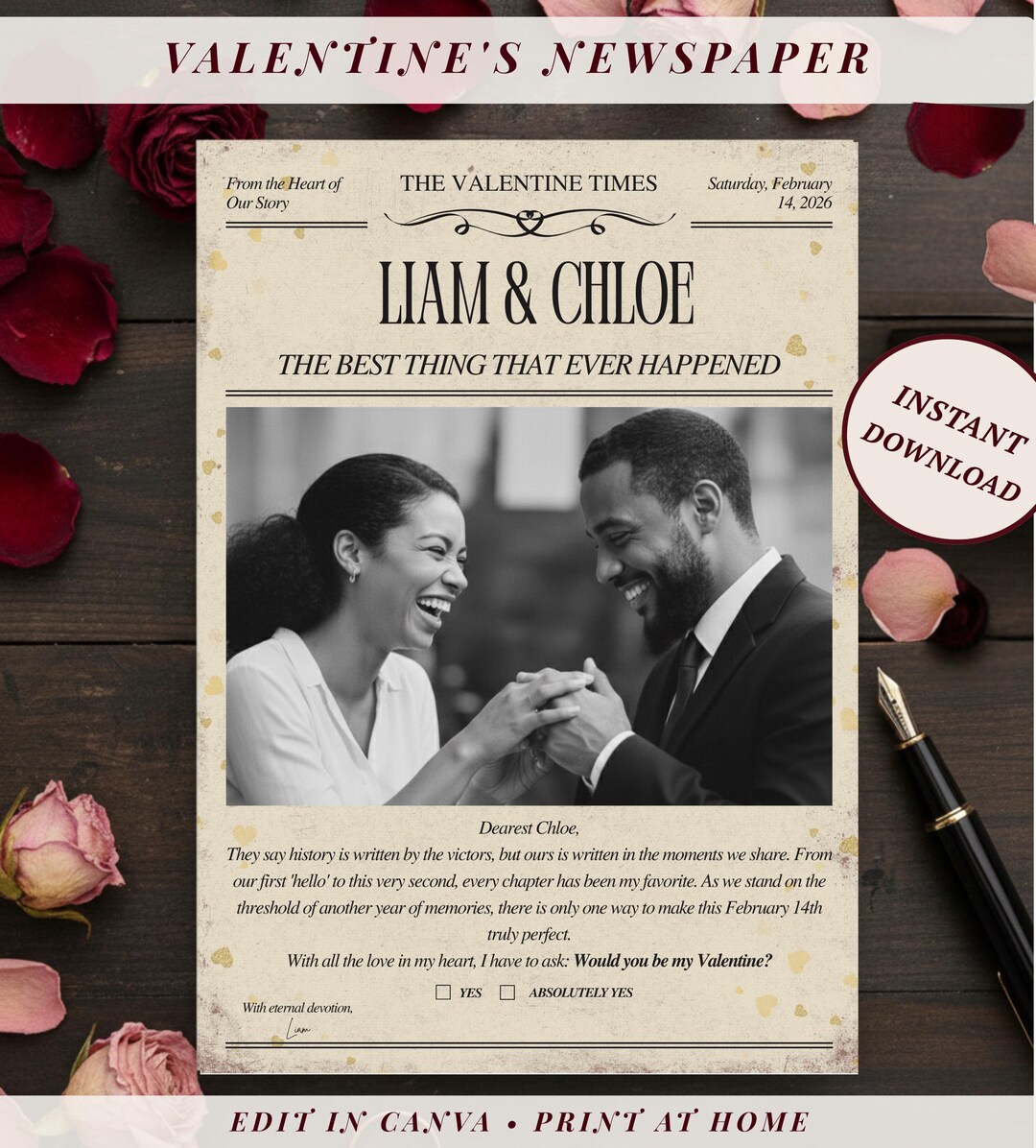 Editable Valentine Newspaper | Cupid Post Canva Template | DIY ...