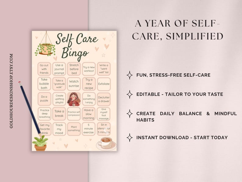 Printable Self-care Bingo Cards Mindfulness Bingo Game for Wellness ...