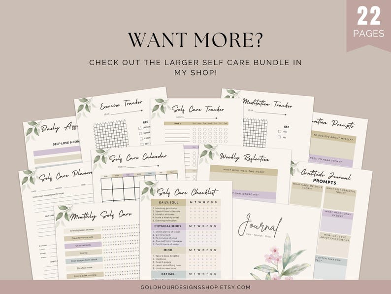 Self Care Checklist Bundle Printable Daily Self Care Planner Self Care ...