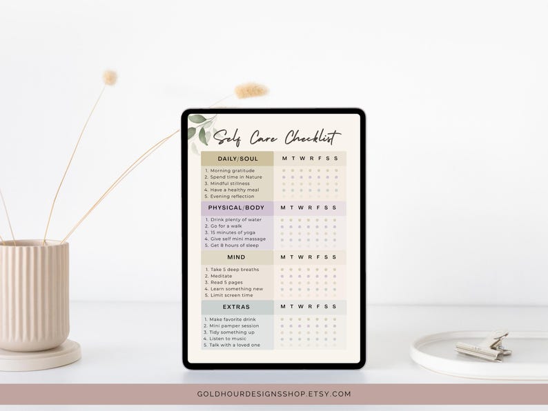 Self Care Checklist Bundle Printable Daily Self Care Planner Self Care ...