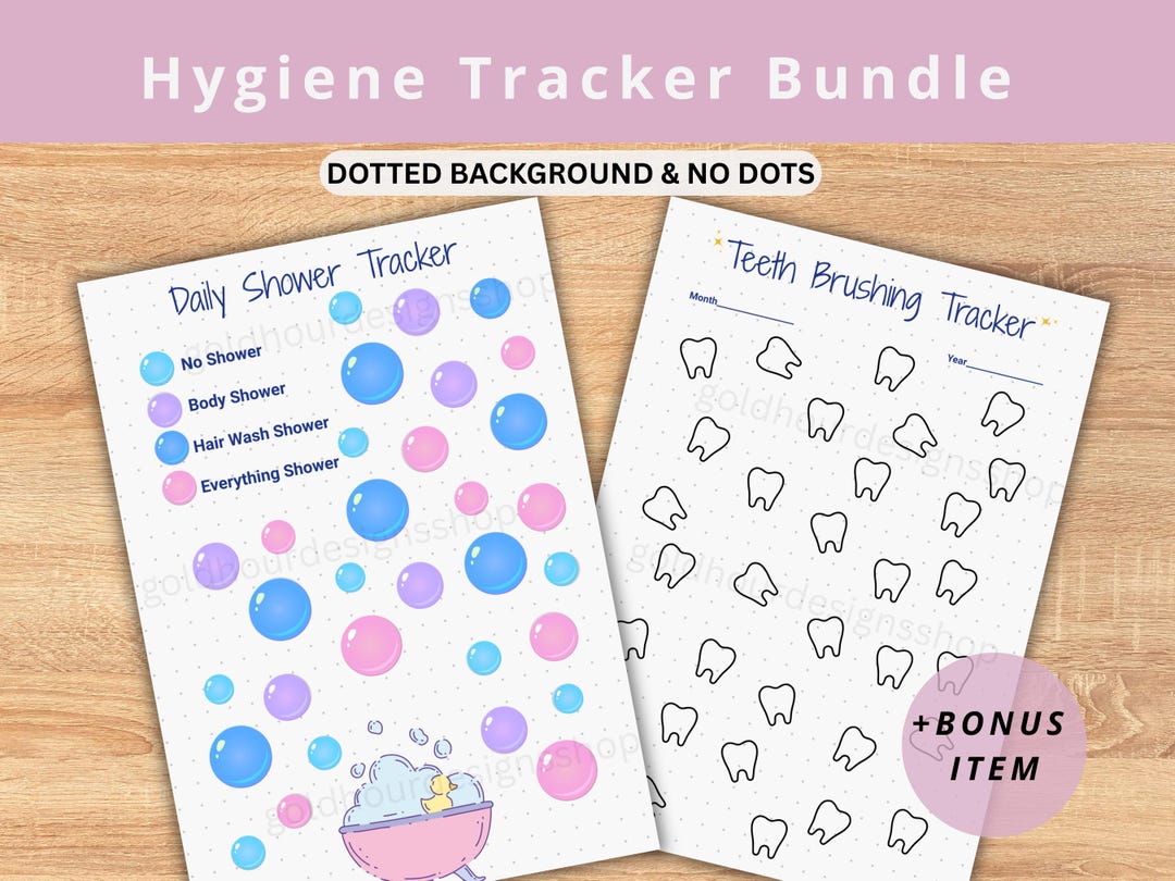 Kids Habit Tracker Bundle Brushing Teeth Chart Daily Shower Tracker ...