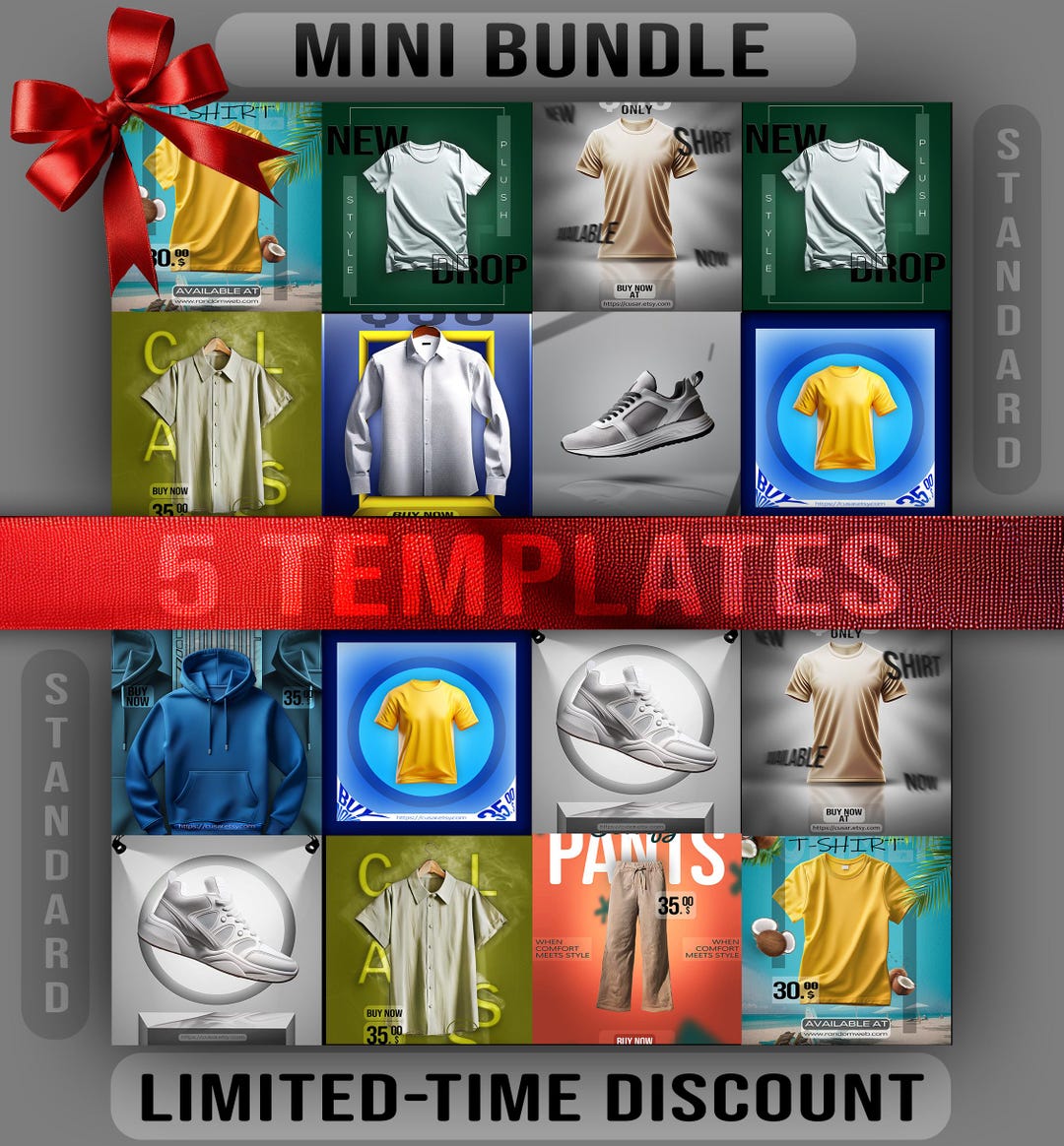 5 Clothing Photoshop Templates Bundle | Editable PSD Fashion Mockups ...