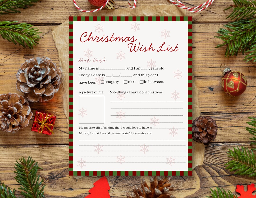 Editable Christmas Wish List Template, Canva Printable Wishlist, Kids ...