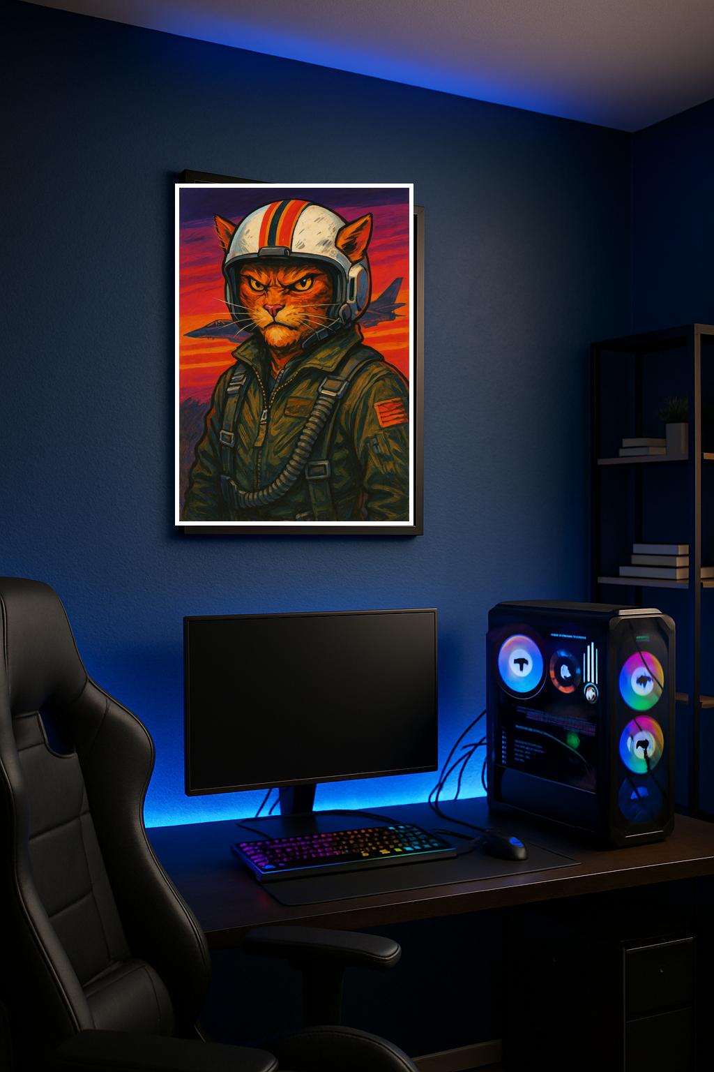 Cat Pilot, Fighter Jet Pilot, Fighter Jet, Cat Hero, Poster Print ...