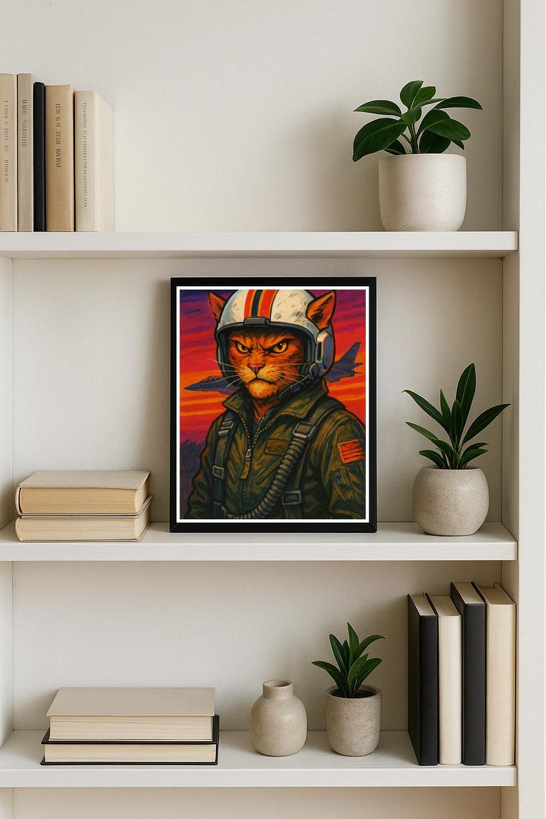 Cat Pilot, Fighter Jet Pilot, Fighter Jet, Cat Hero, Poster Print ...