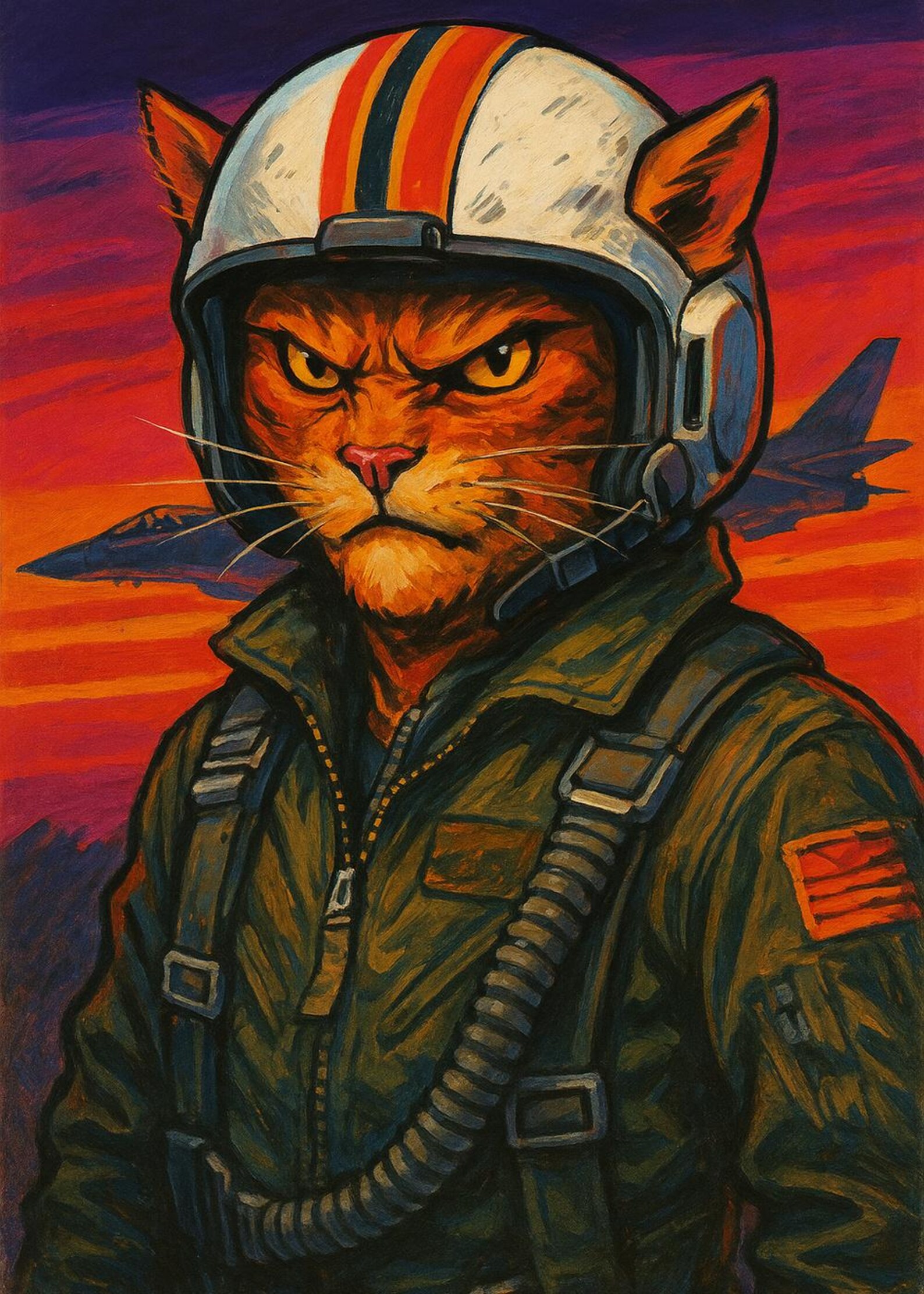 Cat Pilot, Fighter Jet Pilot, Fighter Jet, Cat Hero, Poster Print ...