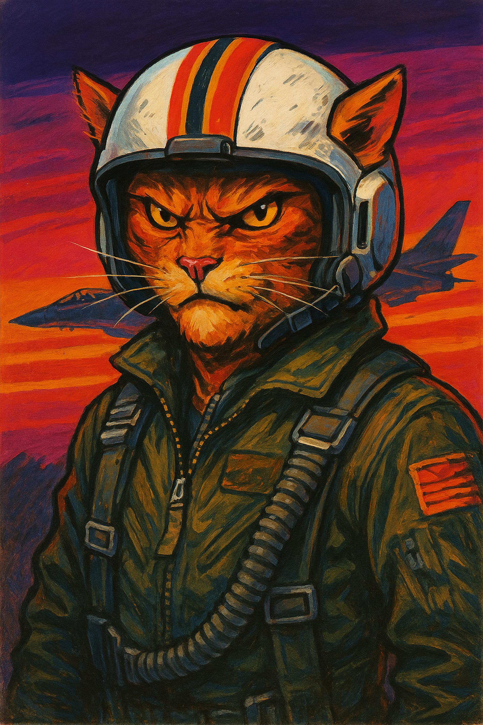 Cat Pilot, Fighter Jet Pilot, Fighter Jet, Cat Hero, Poster Print ...