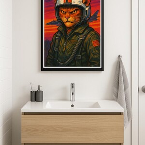 Cat Pilot, Fighter Jet Pilot, Fighter Jet, Cat Hero, Poster Print ...