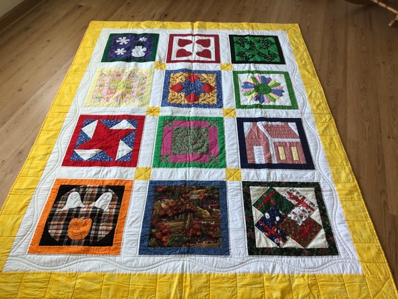 Twelve Months Quilt Block of the Month 64x80. | Etsy