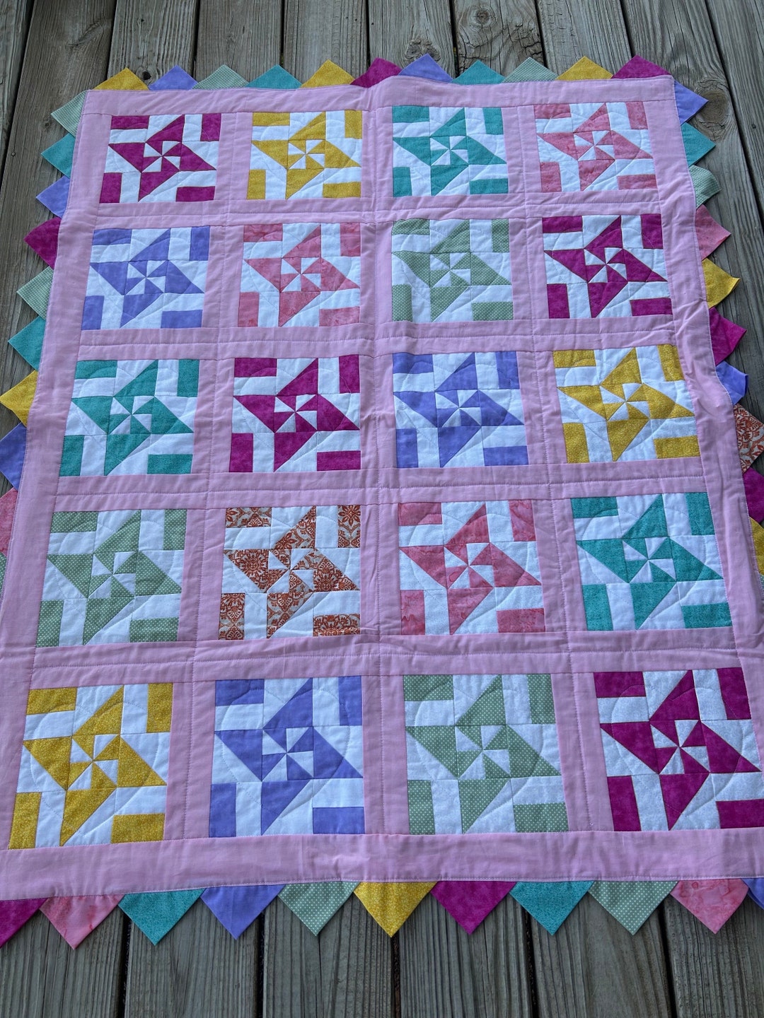 Pinwheels and Stars Baby Quilt - Etsy