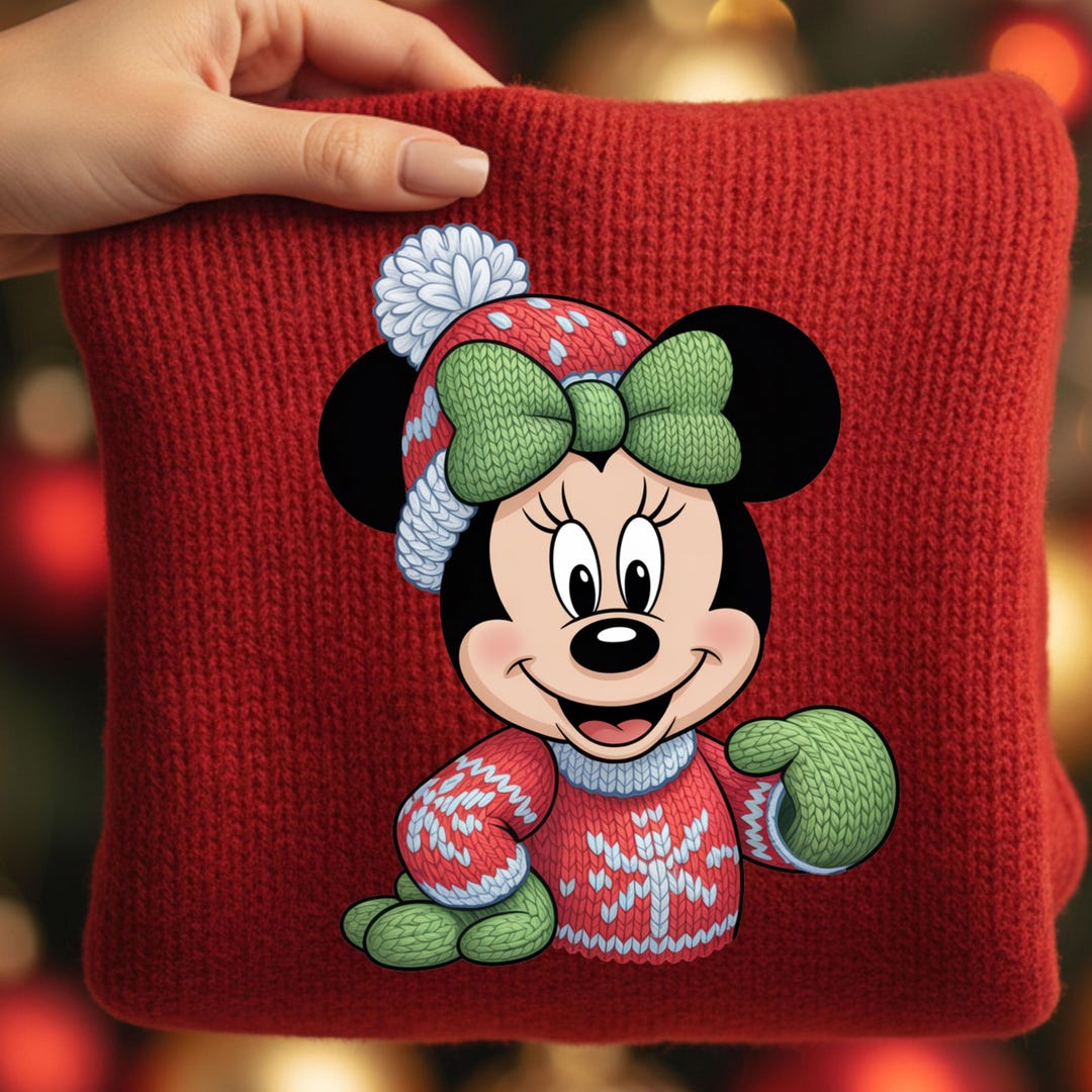 Knitted Christmas Minnie Mouse PNG | Full-body Smiling Cartoon | Small ...