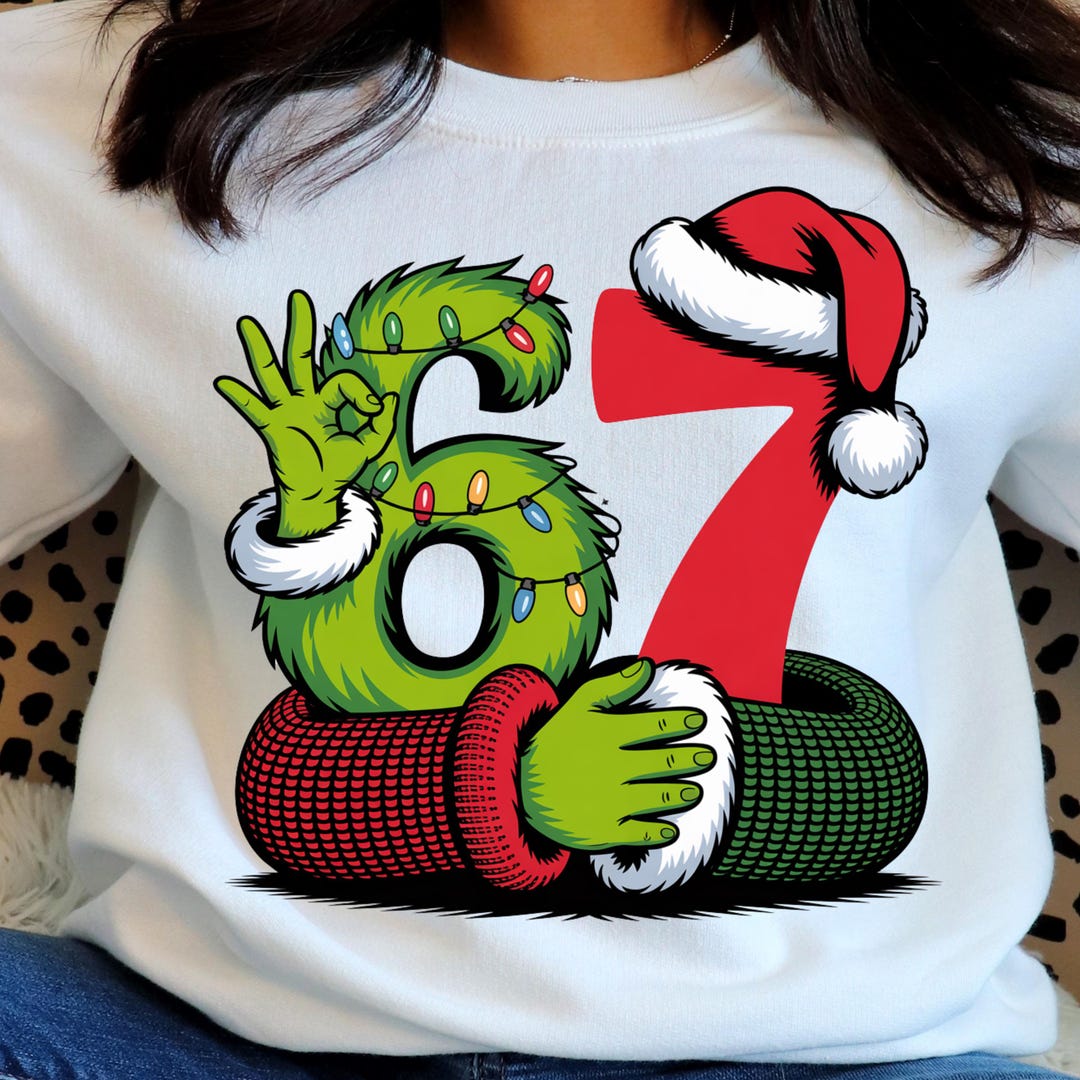 Funny Christmas Grinch-style Numbers 6 & 7 PNG | Fuzzy Green Number Six ...