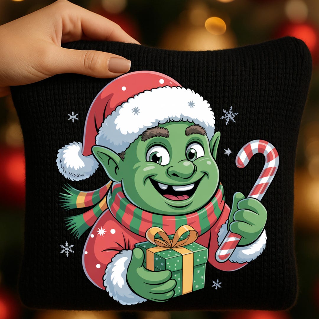 Christmas Ogre PNG With Santa Hat & Gift – Festive Holiday Cartoon ...