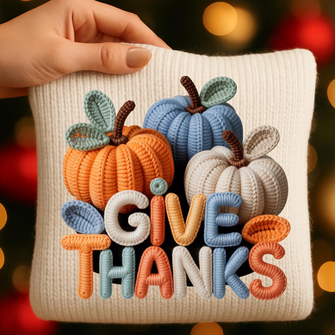 Give Thanks Crochet Pumpkins PNG • Fall Pumpkin Clipart • Crochet ...
