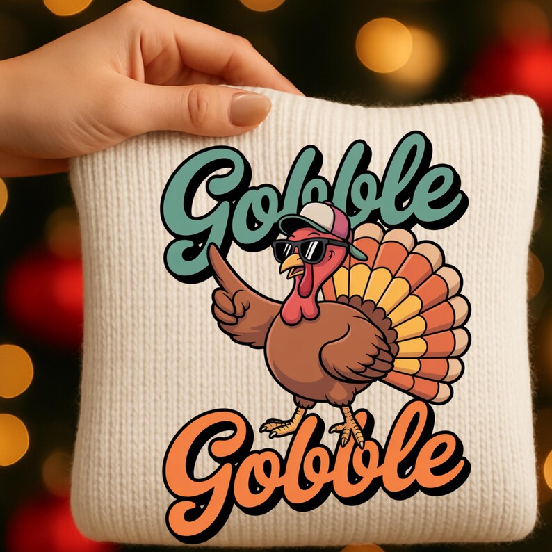 Funny Thanksgiving Turkey Dab PNG, Retro GOBBLE Text, Cartoon Back View ...