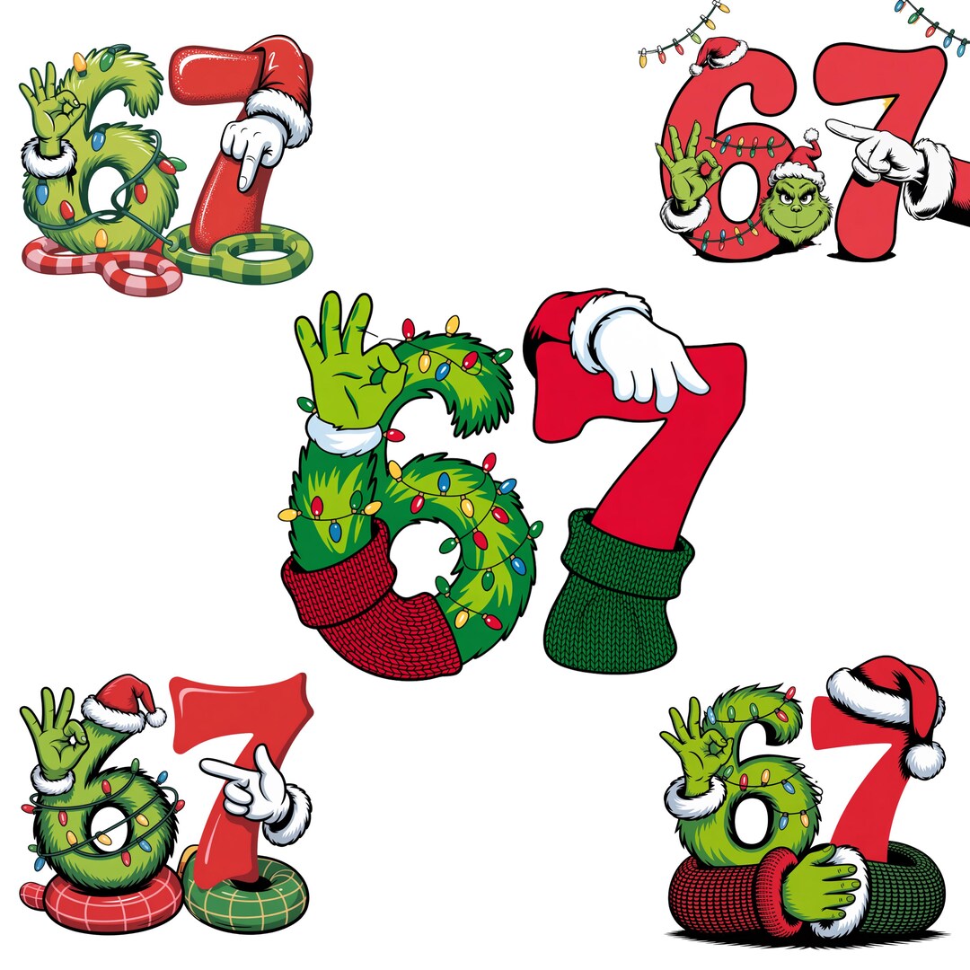 Funny Grinch-style Christmas Numbers PNG Bundle | Fuzzy Number Art ...