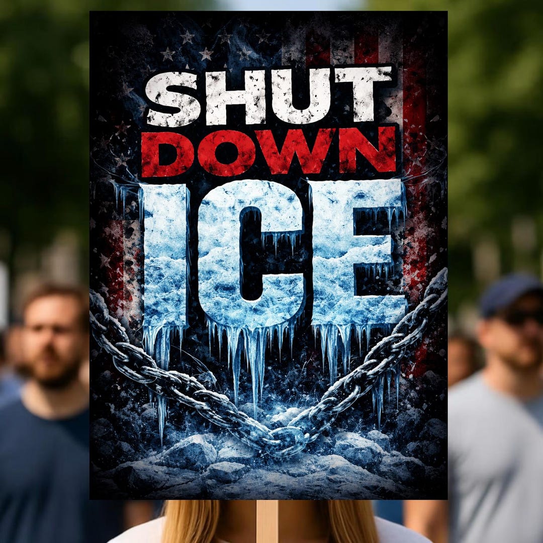 Shut Down ICE Protest Poster, Anti ICE Activism Sign, Immigration ...