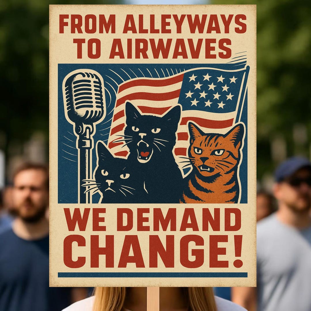 Funny We Demand Change Cat Protest Sign With Strong Message, Stand up ...