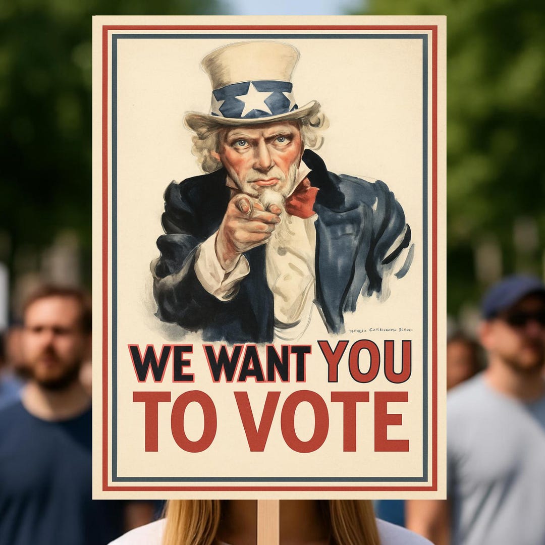 Uncle Sam We Want You to Vote Poster, Political Wall Art, Rally Sign ...