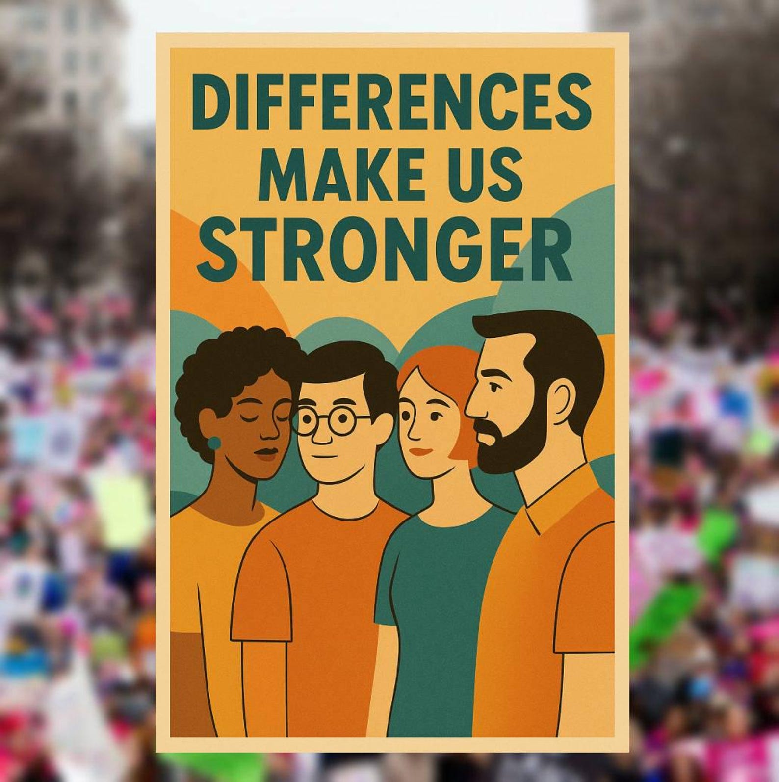 Differences Make Us Stronger Protest Poster, Diversity Rally Sign ...