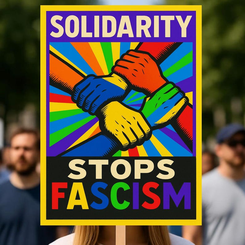 Solidarity Stops Fascism Protest Sign, Prevent Fascism Poster, Fight ...