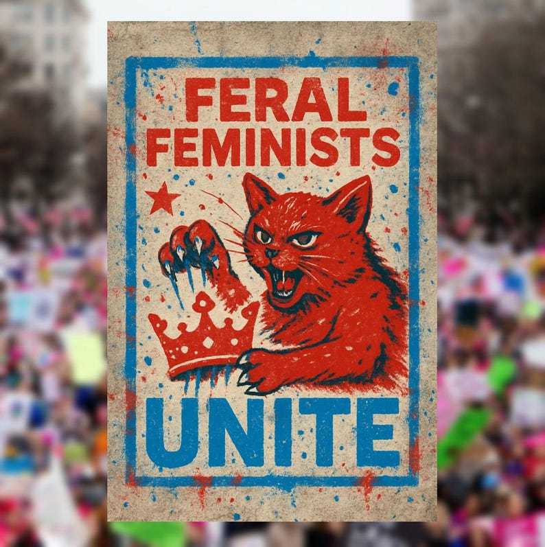 Feral Feminists Unite Protest Sign, Feminism Sign, Feminist Wall Print ...