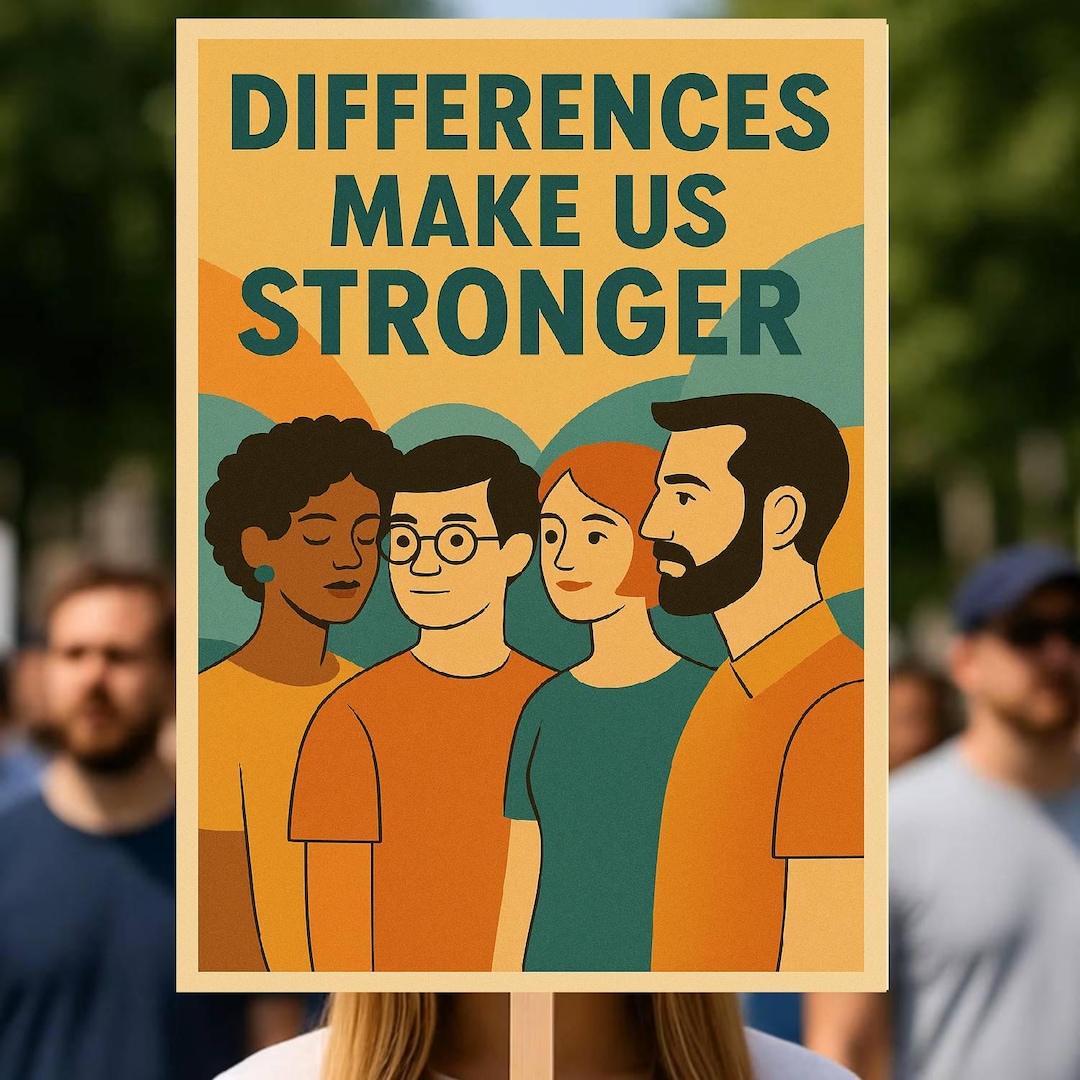 Differences Make Us Stronger Protest Poster, Diversity Rally Sign ...